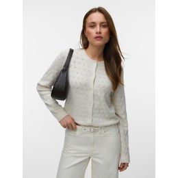 V&eacute;ro Moda VERO MODA Damen Strickjacke "VMDOFFY STITCH LS O-NECK CARDIGAN NOOS", beige, Gr. M, meliert, Strick, Obermaterial: 94% Polyester, 3% Elasthan, 3%