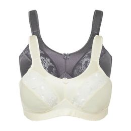 bonprix Entlastungs-BH Packung, 2 tlg. mit gepolsterten Tr&auml;gern, mit elastischem Unterbrustgummi beige 100, Cup C Entlastungs-BH