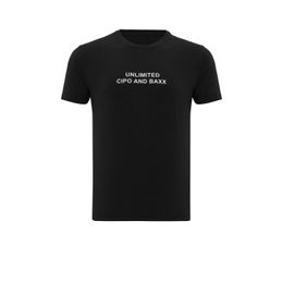Cipo & Baxx CIPO & BAXX Herren T-Shirt "CT827", schwarz, Gr. L, uni, Obermaterial: 95% Baumwolle CO. 5% Elasthan EL., Shirts, in Regular Fit