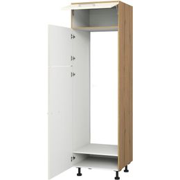 KOCHSTATION K&uuml;hlumbauschrank &raquo;KS-Trea SKG-195-145&laquo; f&uuml;r integrierte K&uuml;hl-Gefrierkombi 145,0 cm, Breite 60 cm, H&ouml;he 195 cm wei&szlig; eiche astig, B/H/T: 60cm