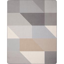 Biederlack Wohndecke &raquo;Great Stone&laquo; mit grafischem Karo, mit Zierstich grau Baumwolle, Polyacryl, Polyester B/L: 150cm x 200cm