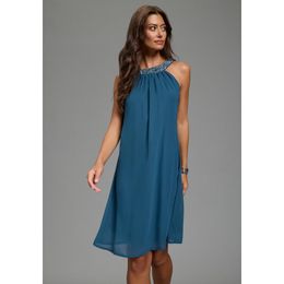 Laura Scott Damen Abendkleid f&uuml;r besondere Anl&auml;sse, aus Georgette mit Jerseyfutter, kniefrei blau 40, N-Gr