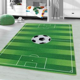 Ayyildiz Teppiche Kinderteppich &raquo;PLAY 2911&laquo; rechteckig 6 mm H&ouml;he robuster Kurzflor, Spielteppich, Fu&szlig;ball, Rasen, Kinderzimmer gr&uuml;n Polyamid B : 160cm 1 Stk., 6mm, L: 