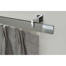 Garesa Gardinenstange &raquo;FLAT&laquo; 1 l&auml;ufig-l&auml;ufig Wunschma&szlig;l&auml;nge Rechteckprofil, Wandmontage, perfekter Lauf, modern, verl&auml;ngerbar silber Aluminium B/L: 