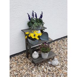 Promadino Pflanzentreppe &raquo;Blumentreppe klein, grau&laquo; BxTxH: 50x60x56 cm grau Holzwerkstoff B/H/T: 50cm x 56cm x 60cm