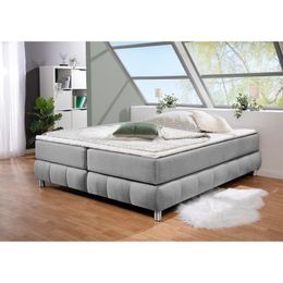 Home Affaire Boxspringbett &raquo;Salo&laquo; Ohne Kopfteil, inkl. Topper, auch in &Uuml;berl&auml;nge 220 cm grau Struktur, Liegefl&auml;che B/L: 180cm x 220cm, Gewicht bis: 