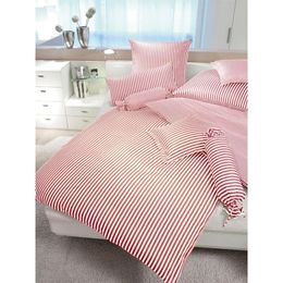 Janine Wendebettw&auml;sche &raquo;modernclassic 3912, 100% Baumwolle&laquo; 2 Stk. mit Rei&szlig;verschluss, Streifen Design rot Mako-Satin, Obermaterial: 100% Baumwolle B/L: 