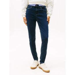 Tommy Jeans Damen Skinny-fit-Jeans &raquo;NORA MR SKNY AH1280&laquo; mit Logo-Badge, Mid Rise blau 32, L&auml;nge 28