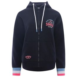 Zwillingsherz Damen Sweatjacke Kapuze, Langarm, Stickerei am R&uuml;cken, Langarm, Rei&szlig;verschluss blau SM (S/M)