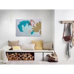 A.S. Cr&eacute;ation Leinwandbild &raquo;floral collage&laquo; Abstrakt Kunst 1 Stk. tlg. Keilrahmen Bild Floral Abstrakt Leinwand-Bild Wohnzimmer modern Kinder blau Holz, Stahl B/H/T