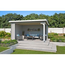 Lasita Maja Gartenhaus &raquo;Unterstand Columbus&laquo; Unterstand / Lounge 34mm grau Massivholz ohne Dacheindeckung
