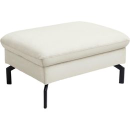 Die PlanBar Hocker &raquo;PN-EM20028 Breite 87 cm&laquo; hochwertiges Glattleder, stylische Metallf&uuml;&szlig;e wei&szlig; B/H/T: 87cm x 45cm x 65cm, Glattleder TORRO