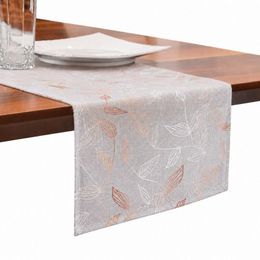 OTTO home Tischl&auml;ufer &raquo;Raffon&laquo; Leinen Optik, Blattmotiv, verschiedene Gr&ouml;&szlig;en, Esszimmer Dekoration silber Polyester B/L: 140cm x 30cm, 1 Stk.