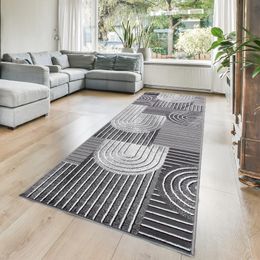 OTTO home Teppich &raquo;Lysandra&laquo; rechteckig 8 mm H&ouml;he 3D-Effekt, softer Kurzflor, pflegeleicht, leichter Glanz, Scandi-Look grau Kunstfaser B : 67cm 1 Stk