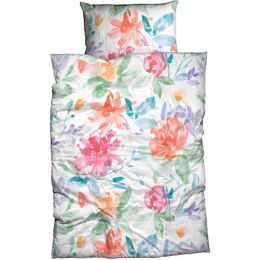 CASATEX Bettw&auml;sche &raquo;Florina&laquo; 2 Stk. farbenfrohes Bl&uuml;tendesign bunt Satin, Obermaterial: 100% Baumwolle B/L: 135cm x 200cm, 1 Stk., 1 Stk., Satin, B/L: