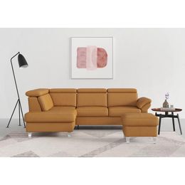 Sit & More sit&more Ecksofa &raquo;Arngast L-Form&laquo; inklusive Kopfteilverstellung und Federkern gelb B/H/T: 245cm x 84cm x 194cm, NaturLEDER , Ottomane links,mit 