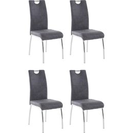 Hela Stuhl &raquo;Susi&laquo; (Set) 4 Stk.2 oder 4 St&uuml;ck, mit Griff grau 100% Polyester B/H/T: 44cm x 98cm x 61cm, 4 Stk., Polyester