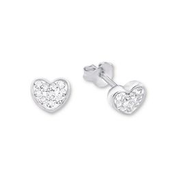 Amor Damen Paar Ohrstecker &raquo;Herzen&laquo; mit Kristallstein silber Silber 925 (Sterlingsilber)