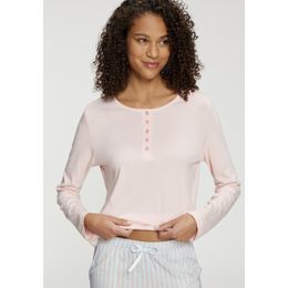 s.Oliver Damen Pyjamaoberteil, Gr. 36, rosa, Single Jersey, Obermaterial: 50% Baumwolle, 50% Viskose, unifarben, Shirts, mit Knopfleiste