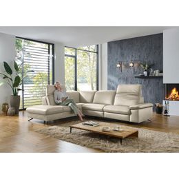 Die PlanBar Ecksofa &raquo;PN-EM20091, L-Form, Breite 297 cm&laquo; inkl. Kopfteilverstellung, optional elektr. Relaxfunktion u. Stauraum beige B/H/T: 297cm x 