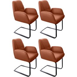 W.Schillig Freischwinger &raquo;ole&laquo; (Set) 4 Stk.2er- oder 4er-Set, Gestell in Schwarz pulverbeschichtet braun Longlife Xtra-Leder Z69: Das feinnarbige, 