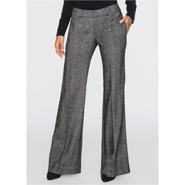 bonprix Damen bonprix Marlene-Hose lockere Passform, weites Bein, Woll-Optik, festlicher Stil grau 46, N-Gr