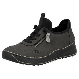 Rieker Damen Sneaker Schn&uuml;rschuh, Halbschuh, Slipper mit Kontrastnaht grau 40