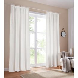 OTTO home Vorhang &raquo;Parry&laquo; Kr&auml;uselband 2 Stk. tlg. 2-er Set, blickdicht, monochrom, basic, einfarbig, Bestseller beige Polyester, Recyceltes Material 