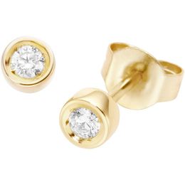 Firetti Damen Paar Ohrstecker &raquo;Schmuck Geschenk Gold 375 Ohrschmuck Ohrringe Solit&auml;r&laquo; mit Brillant - Krappenfassung gold 4mm, 0,05 P2 = erkennbare 
