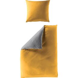 Bierbaum Wendebettw&auml;sche &raquo;elegant uni&laquo; 2 Stk. in sch&ouml;nen Uni-T&ouml;nen gelb Mako-Satin, Obermaterial: 100% Baumwolle B/L: 155cm x 220cm, 1 Stk., 1 Stk., 