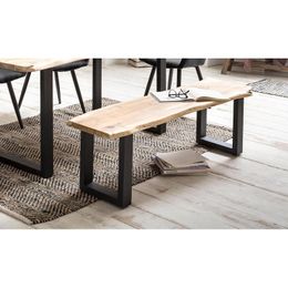 Home Affaire Sitzbank &raquo;Manhattan&laquo; mit Baumkantenoptik und Gestell U-Form aus schwarzem Metall wei&szlig; Massivholz B/H/T: 160cm x 45cm x 38cm, 60x35x45