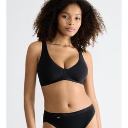 Sloggi Damen Sloggi Soft-BH &raquo;Basic+&laquo; perfekter Sitz, ohne B&uuml;gel, ohne Einlagen, tiefer V-Ausschnitt schwarz 80, Cup C