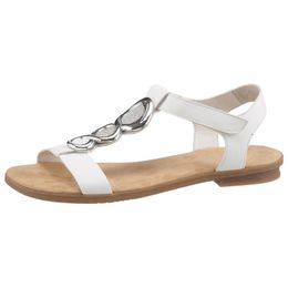 Rieker Damen Riemchensandale , Sommerschuh, Sandalette, Blockabsatz, mit Schmuckapplikation wei&szlig; 37