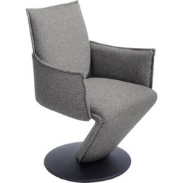 K+w Komfort & Wohnen K+W Komfort & Wohnen Esszimmerstuhl &raquo;Drive, Drehstuhl&laquo; () Sessel mit federnder Sitzschale, Drehteller in Metall schwarz Struktur grau 775: Flachgewebe