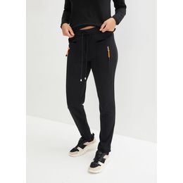 bonprix Damen Schlupfhose, schwarz, Gr. 48, Web, Obermaterial: 70% Viskose, 25% Polyester, 5% Elasthan, Hosen, aus elastischem Materialmix mit