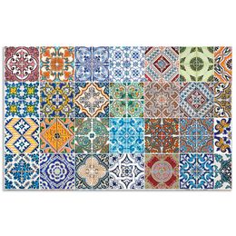 Artland K&uuml;chenr&uuml;ckwand &raquo;Gemusterte Keramikfliesen&laquo; Alu Spritzschutz mit Klebeband, einfache Montage bunt Aluminium B/H: 80cm x 50cm