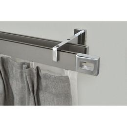 Garesa Gardinenstange &raquo;FLAT&laquo; 2 l&auml;ufig-l&auml;ufig Wunschma&szlig;l&auml;nge Rechteckprofil, Wandmontage, perfekter Lauf, modern, verl&auml;ngerbar silber Aluminium B/L: 