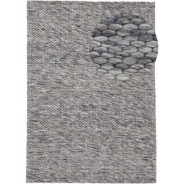 CarpetFine Wollteppich &raquo;Sina, auch als L&auml;ufer&laquo; rechteckig 14 mm H&ouml;he Handweb Teppich, reine Wolle, meliert, handgewebt, weich & kuschelig grau Wolle B