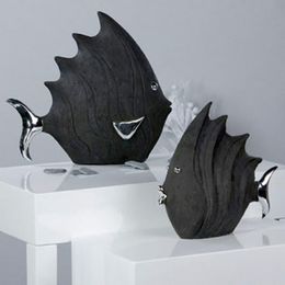 Casablanca by Gilde Tierfigur &raquo;Figur Fisch&laquo; Schwarze Steinoptik mit silbernen Akzenten silber Polyresin (Kunststein) B/H/T: 29cm x 26cm x 10cm