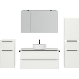 Nobilia Badm&ouml;bel-Set &raquo;Alvene&laquo; vormontiert, mit Soft-Close, 4 Stk. tlg. wei&szlig; B/H/T: 230cmcm x 184,2cmcm x 48,5cmcm, Griffe schwarz