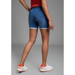 Arizona Damen Jeansshortsdunkelblau used, Gr. 36, unifarben, Denim/Jeans, Obermaterial: 59% Baumwolle, 40% Polyester, 1% Elasthan, Jeans, figurnah,