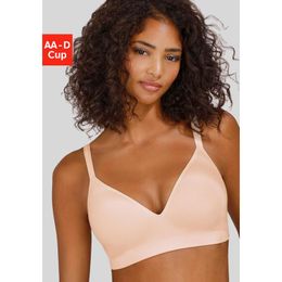 Lascana Damen Lascana Push-up-BH &raquo;COMFY BRA&laquo; ohne B&uuml;gel aus Baumwolle mit Struktur, bequemer BH beige 80, Cup C