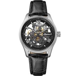 Ingersoll Herren Automatikuhr &raquo;The Maverick&laquo; Armbanduhr, Herrenuhr, Mechanische Uhr, Lederarmband, analog schwarz Einheitsgr&ouml;&szlig;e