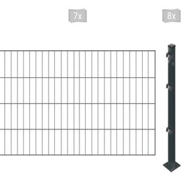 Arvotec Einstabmattenzaun &raquo;ESSENTIAL 80 zum Einbetonieren&laquo; Zaunh&ouml;he 80 cm, Zaunl&auml;nge 2 - 60 m grau Kunststoff, Stahl H/L: 80cm x 14m, Pfosten: 8 Stk.