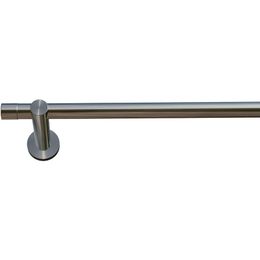 Indeko Gardinenstange &raquo;Linz&laquo; 1 l&auml;ufig-l&auml;ufig Wunschma&szlig;l&auml;nge Komplett-Set inkl. Montagematerial silber Stahl B/L: 230cm, 1 Stk., 1 l&auml;ufig