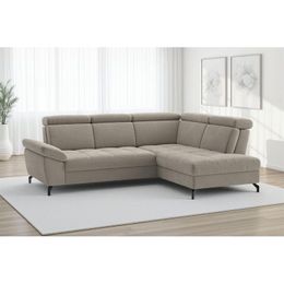Sit & More sit&more Ecksofa &raquo;Vanity; L-Form, B. 254 cm&laquo; Inkl.Sitz-,Kopf-und Armteilverstellung 100% Polyester B/H/T: 254cm x 84cm x 197cm, Chenille, Ottomane 