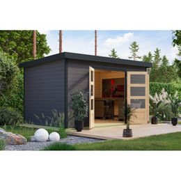 Karibu Gartenhaus &raquo;Plutino 7, in verschiedenen Farben&laquo; grau Massivholz ohne Fu&szlig;boden, Blechdach