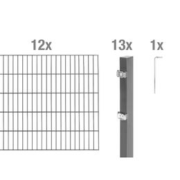 Alberts Doppelstabmattenzaun &raquo;Grundset&laquo; H&ouml;he: 80-200 cm, Gesamtl&auml;nge: 4-30 m, zum Einbetonieren Stahl H/L: 100cm x 24m