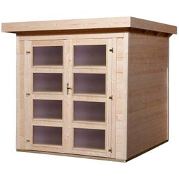 Weka Gartenhaus &raquo;321 Gr.5, natur, 19 mm&laquo; beige Massivholz Fu&szlig;boden im Gartenhaus, ohne R&uuml;ck- und Seitenwand, ohne Dacheindeckung