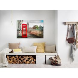 A.S. Cr&eacute;ation Leinwandbild &raquo;Phone Booth&laquo; Kunst London 1 Stk. tlg. London Bild Keilrahmen Gro&szlig;stadt Leinwand-Bild Wohnzimmer modern Wand rot Holz, Stahl B/H/T: 90cm 